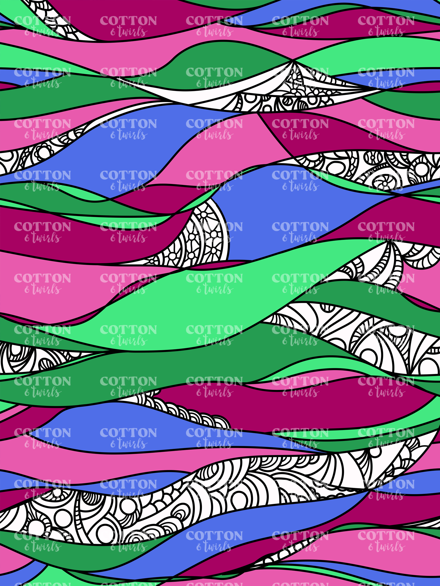 Cotton and Twirls | Custom Digital Printed Fabric Design Pre-Order